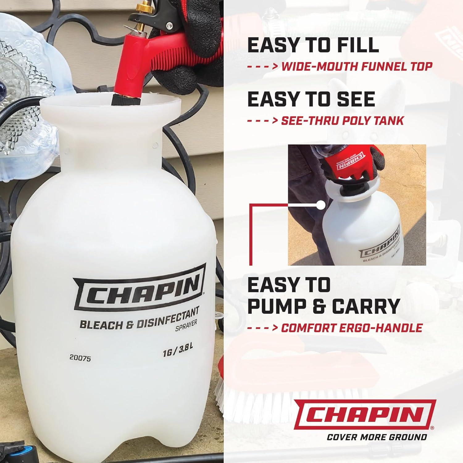 Chapin 20075 Bleach Pump Sprayer, 1‑Gallon, Lawn & Garden, Bleach ...